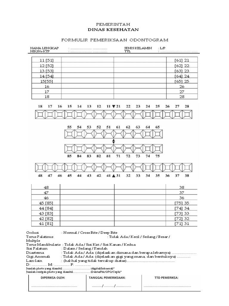 Formulir Pemeriksaan Odontogram | PDF