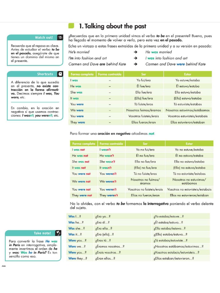 Pasado Simple Del To Be | PDF