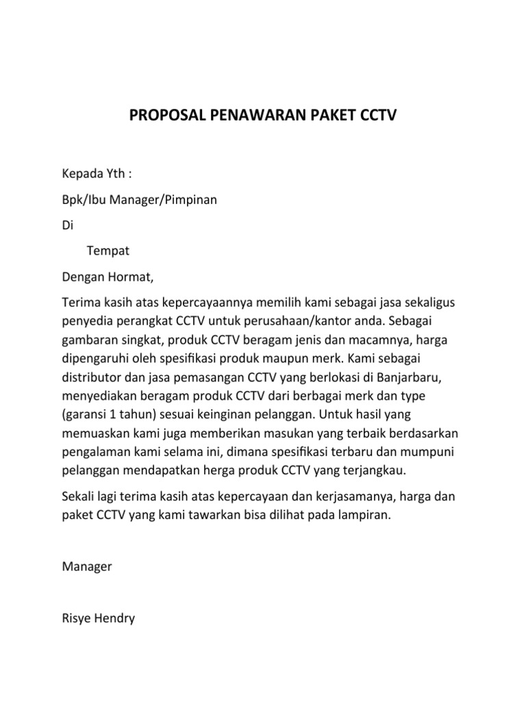 Proposal Penawaran CCTV | PDF