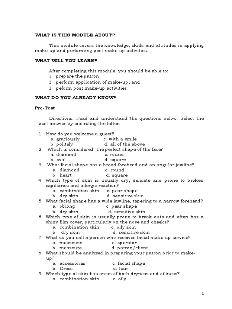 Module 4 Facial Make Up | PDF | Eyebrow | Cosmetics