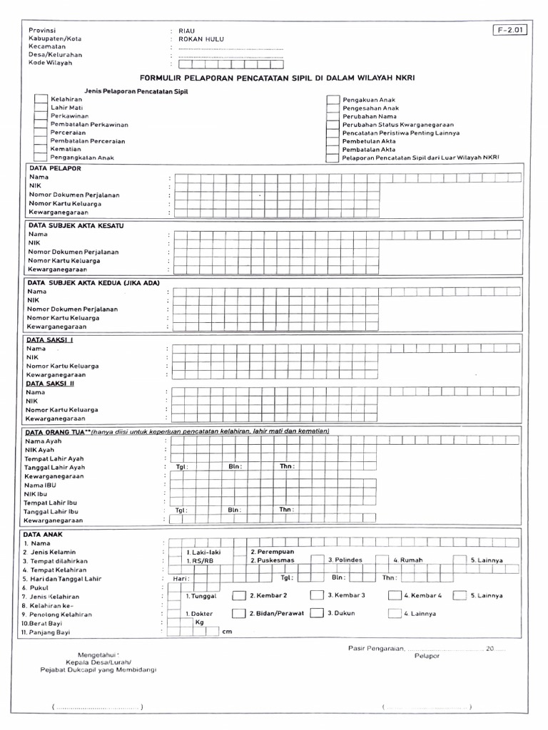 formulir akte kelahiran | PDF