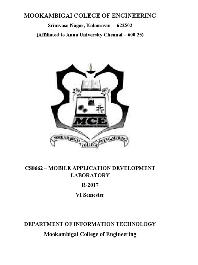 CS8662-MAD Lab Manual | PDF | Android (Operating System) | Application Software