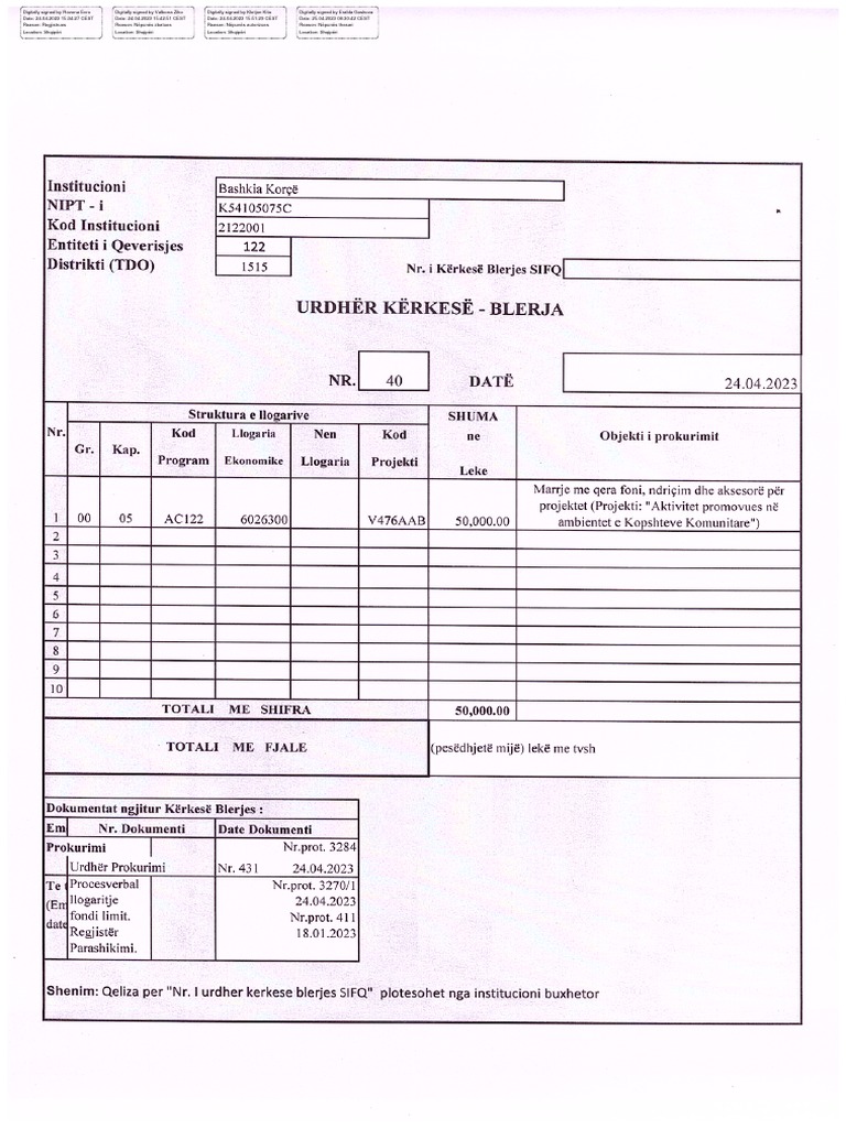 Urdher Kerkese Blerje NR 40 | PDF