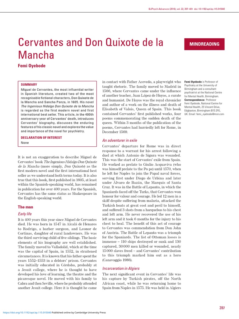 Cervantes and Don Quixote de La Mancha | Download Free PDF | Don ...