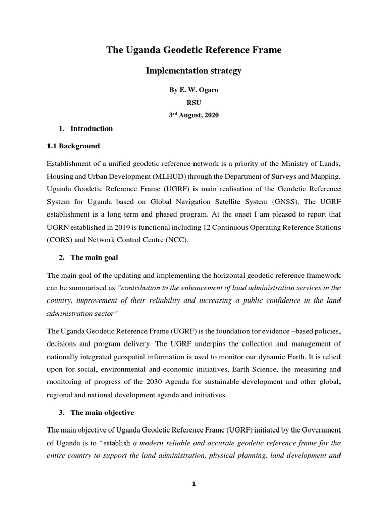 Uganda Geodetic Reference Frame Implementation Strategy | PDF