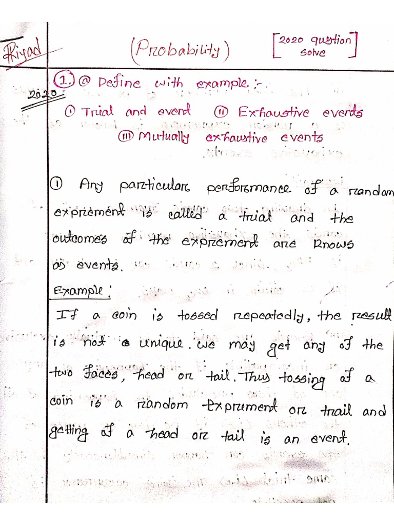 MATH-1.2 Note Probability | PDF