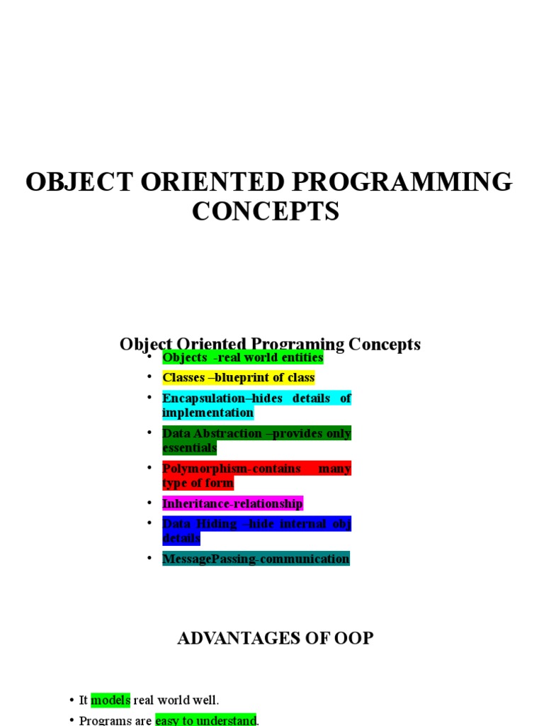 Object Oriented Programming Concepts Pdf