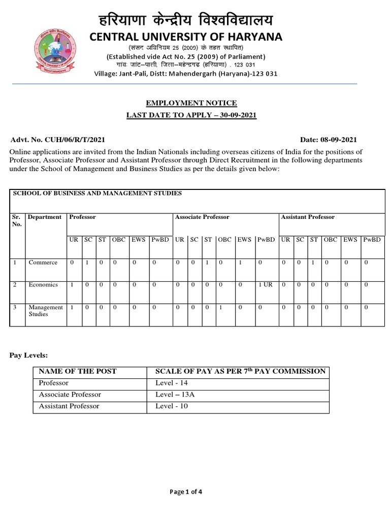 Advt. No CUH-06-R-T-2021 | PDF | Doctor Of Philosophy | Fee Advt. No CUH-06-R-T-2021 | PDF | Doctor Of Philosophy | Fee