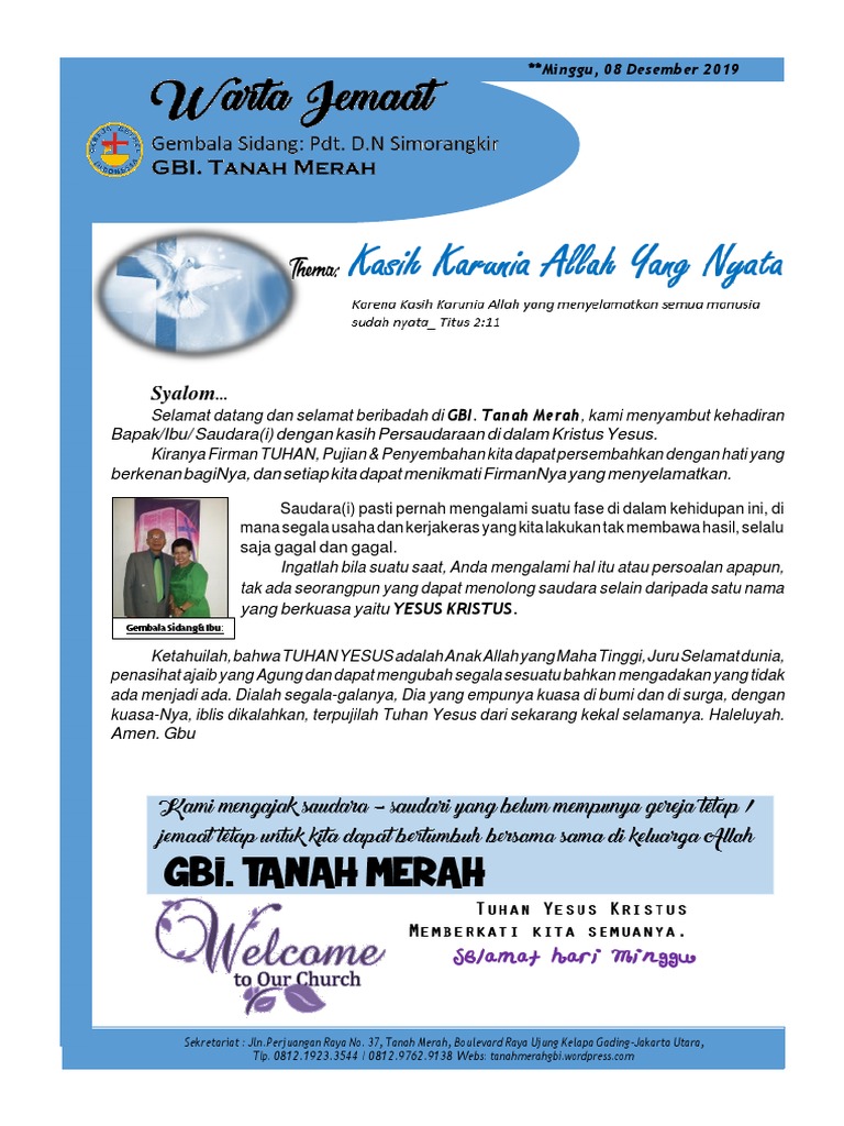 Contoh Design Warta Jemaat Gbi | PDF