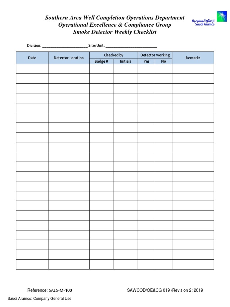 019 Smoke Detector Checklist | PDF