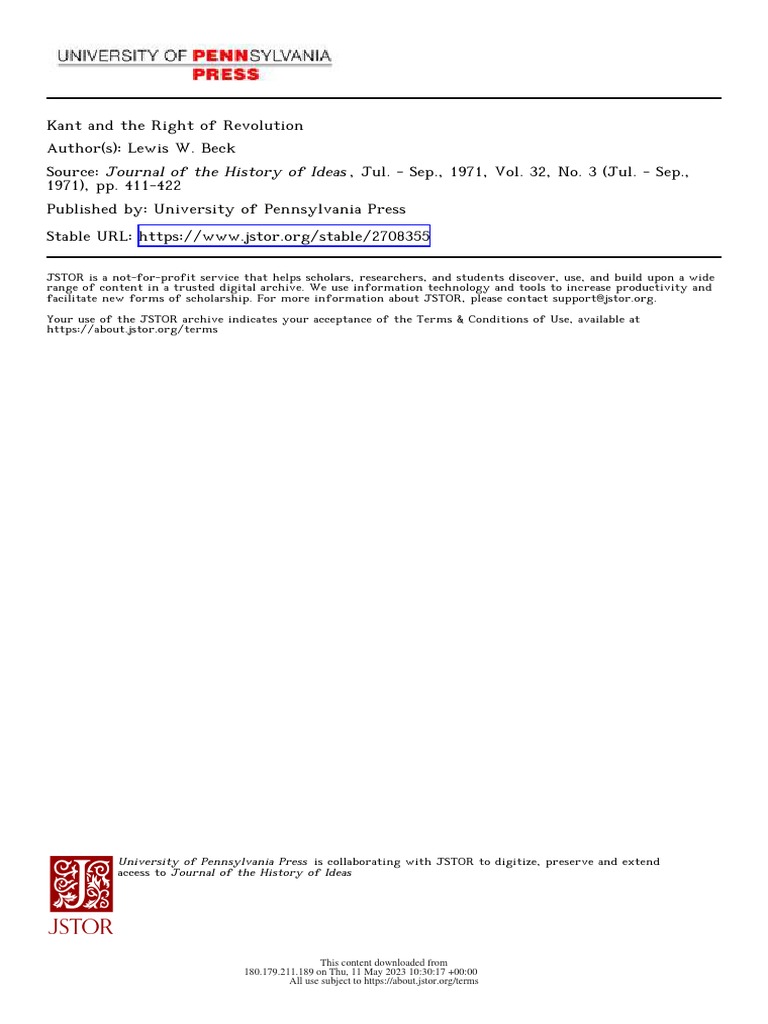 Kant and The Right of Revolution | PDF | Immanuel Kant | Natural Law
