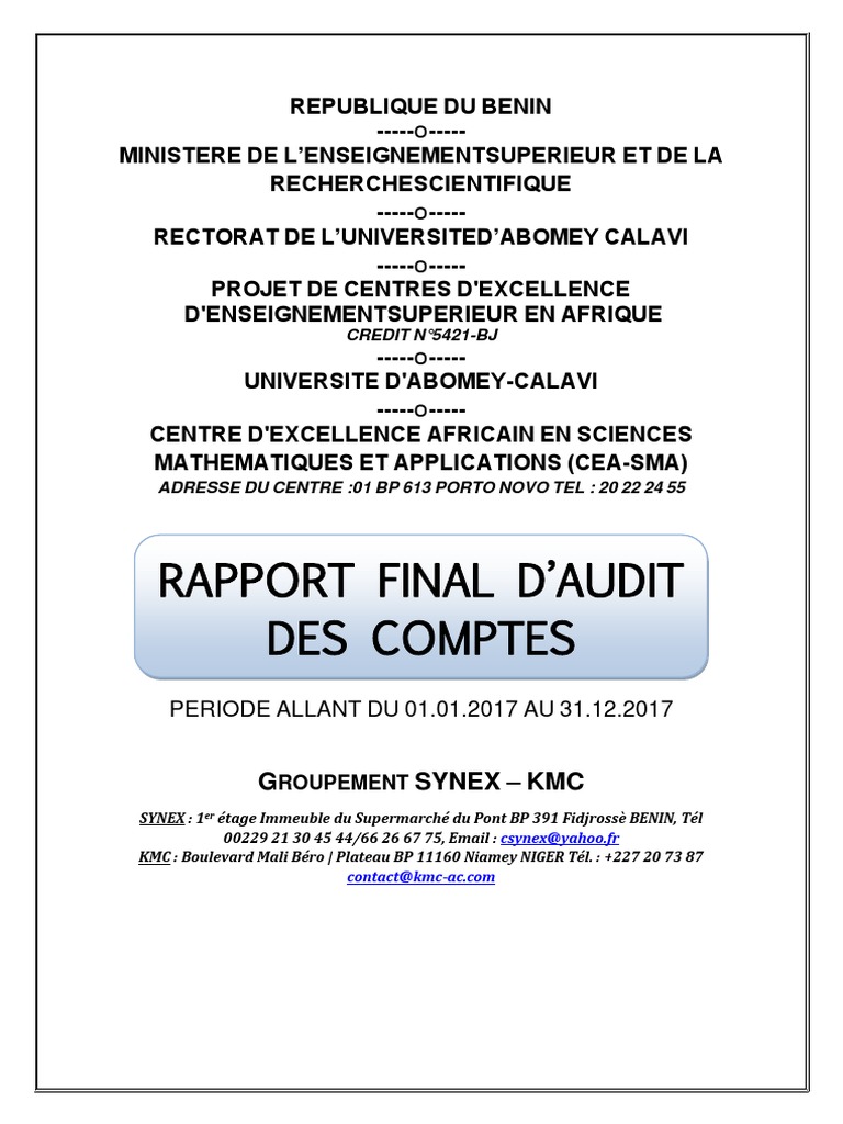 Rapport d'Audit 2017 | PDF