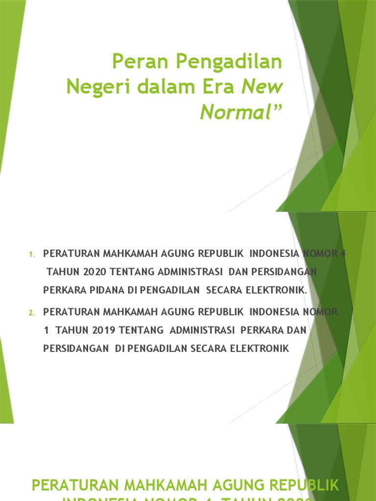Peran Pengadilan Negeri Dalam Era New Normal (Finish) | PDF
