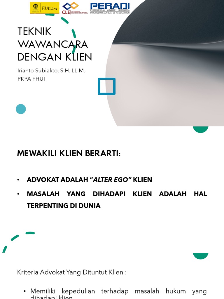 Teknik Wawancara Dengan Klien - 9 Okt 2021 | PDF