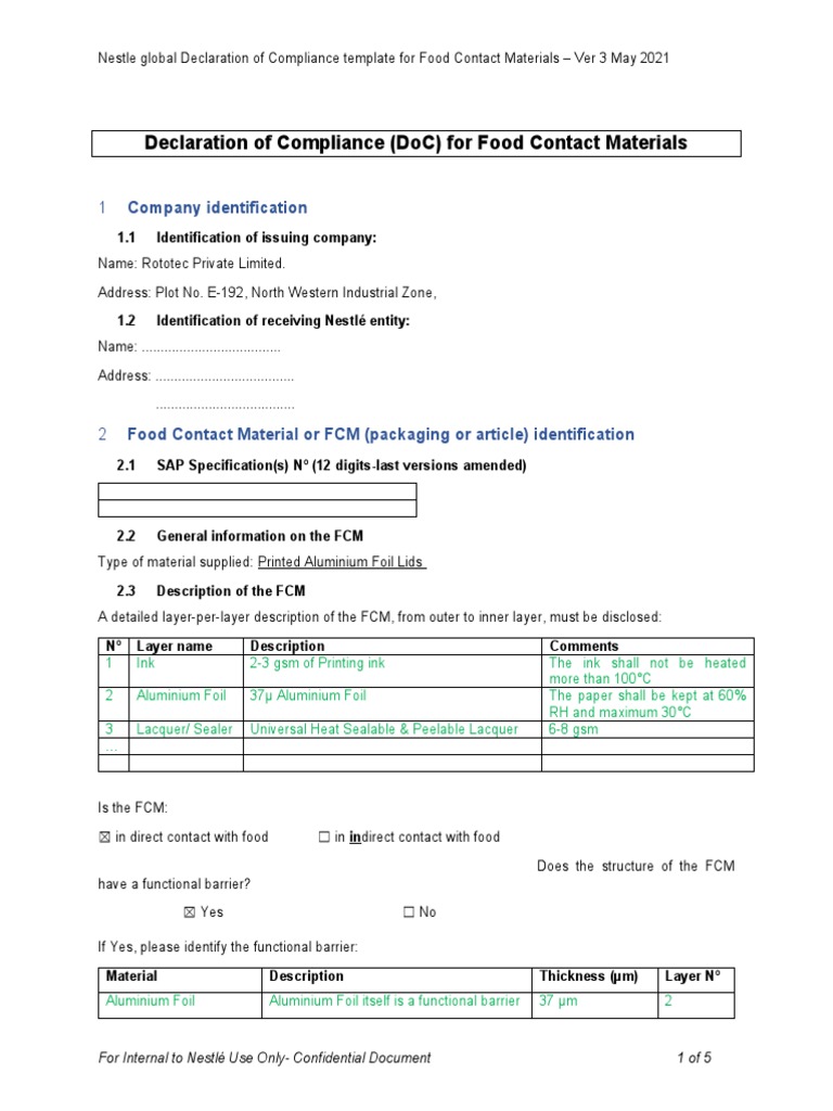 Template May 2021 Ver 3 | PDF | Food And Drink | Materials
