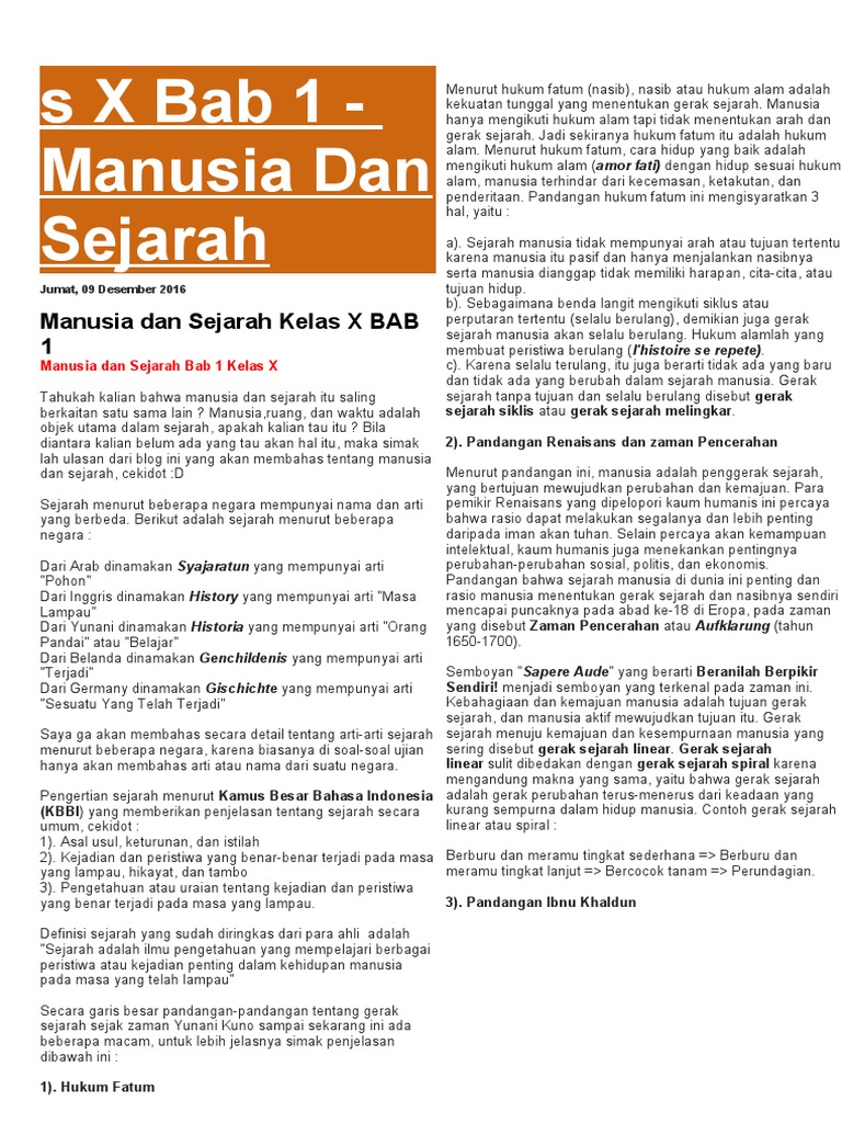 Sejarah Kls X Manusia Dalam Dimensi Sejarah. | PDF