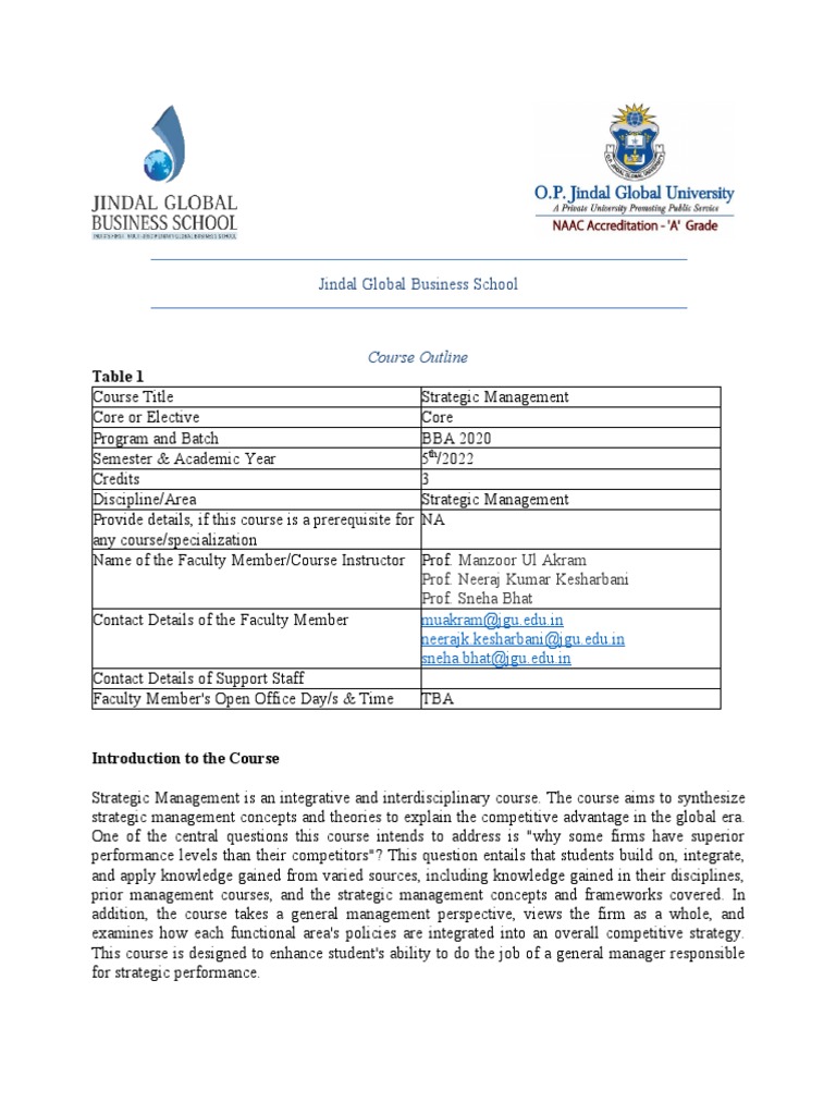 BBA-2020 Strategic Management - Sneha - Neeraj - Manzoor | PDF | Strategic Management ...