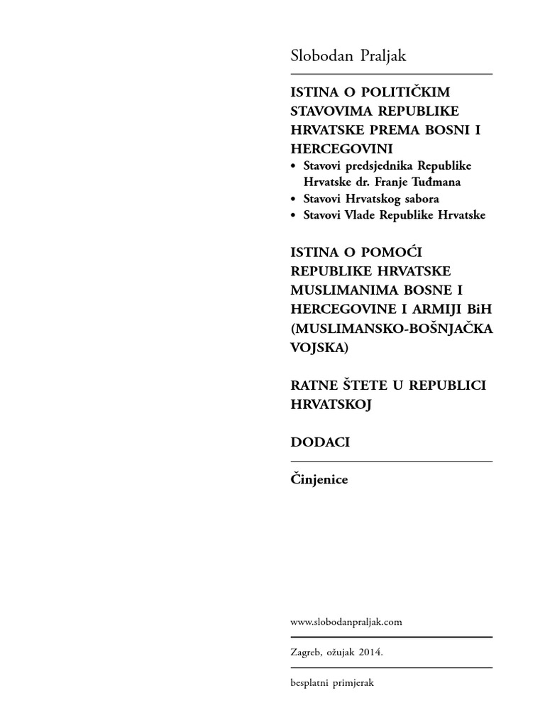 Praljak Knjiga 1 HR Web | PDF