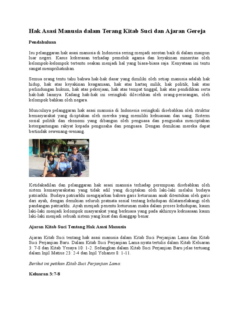 Hak Asasi Manusia Dalam Terang Kitab Suci Dan Ajaran Gereja | PDF