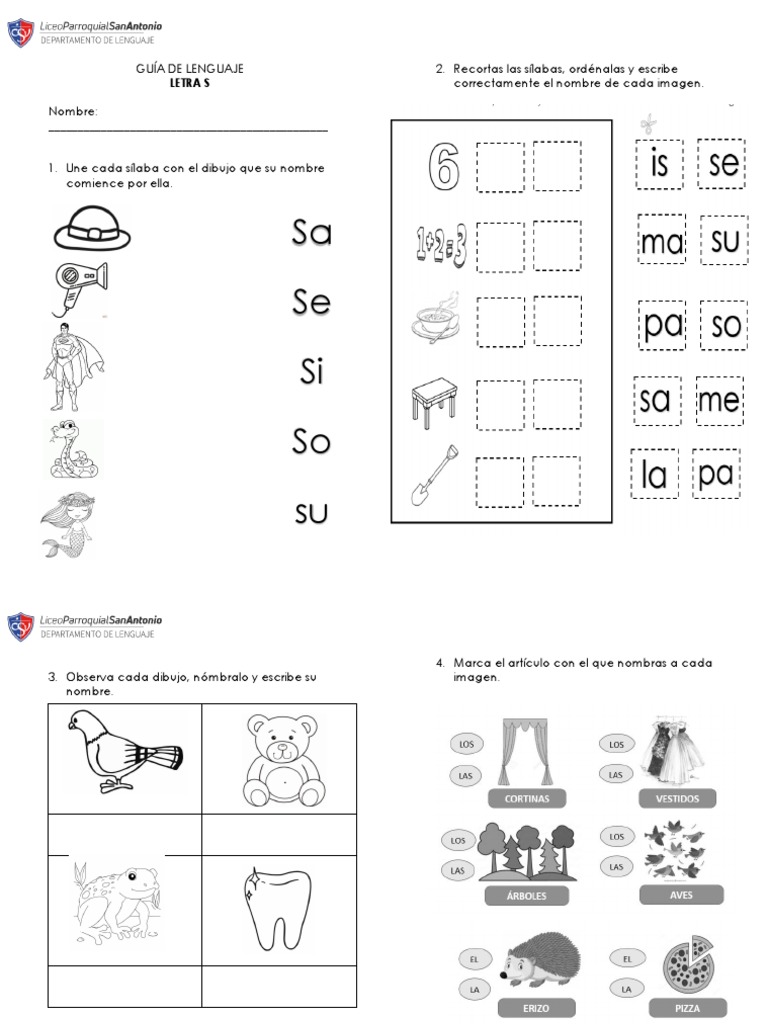 Actividades de sílabas con S | PDF