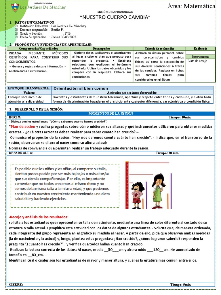 3cyt - Nuestro Cuerpo Cambia | PDF | Aprendizaje | Evaluación