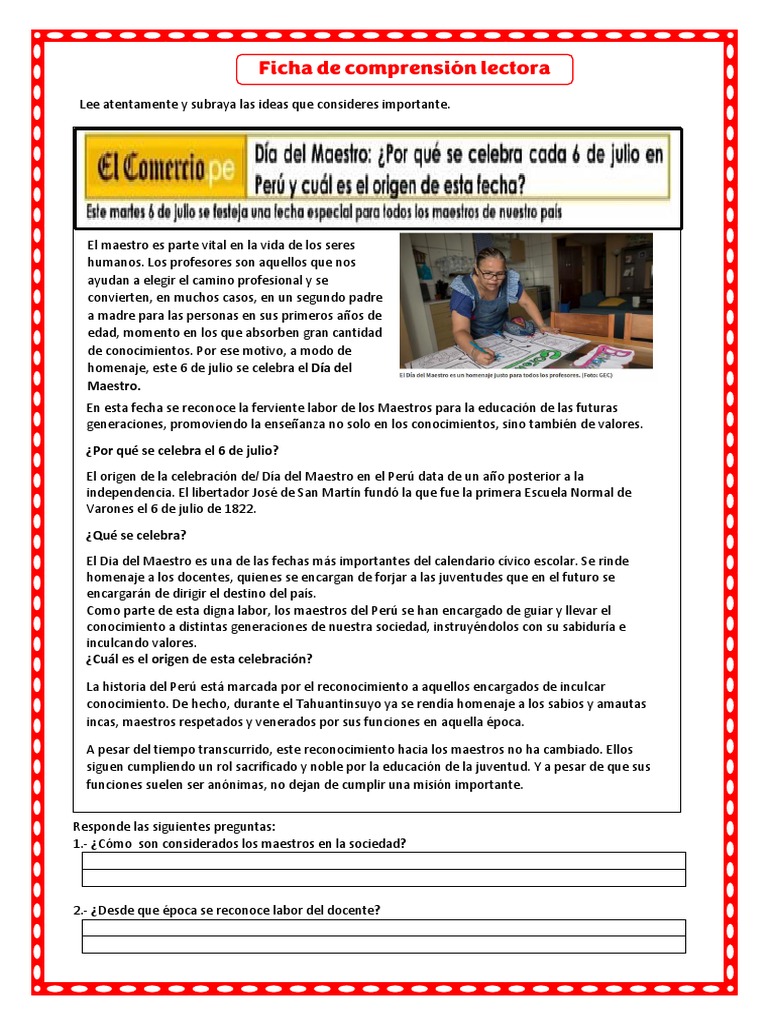 Ficha Del Dia Del Maestro | PDF