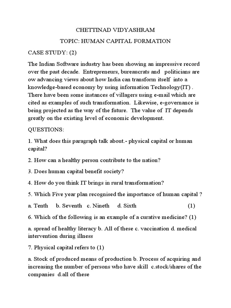 Human Capital Class 12 | PDF