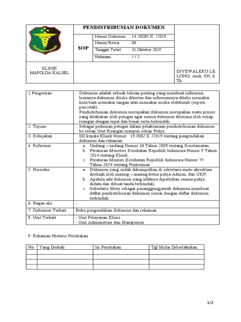 SOP Pendistribusian Dokumen | PDF