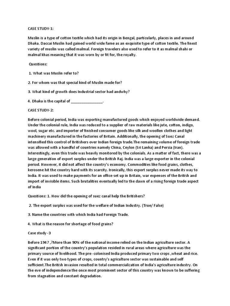 Case Study Class 12 IED | PDF | Economies