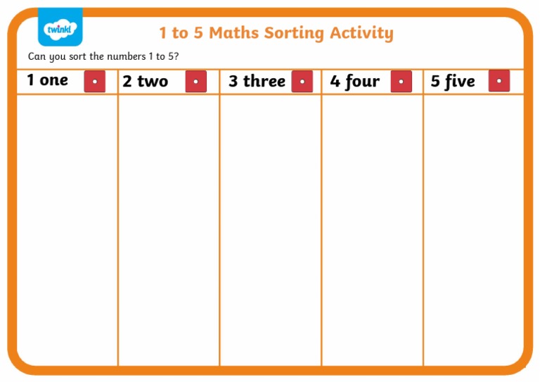 1 To 5 Sorting Maths Activity Mat | PDF