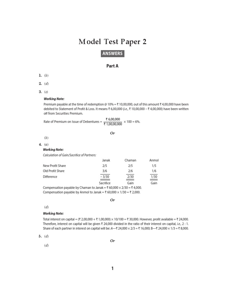 Model Test Paper-2 (Ans.) (21.3.2023) | Download Free PDF | Equity ...