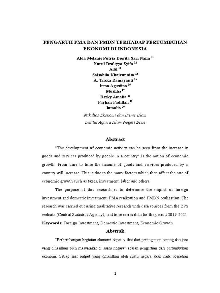 Pengaruh Pma Dan PMDN Terhadap Pertumbuhan Ekonomi Di Indonesia-1 | PDF