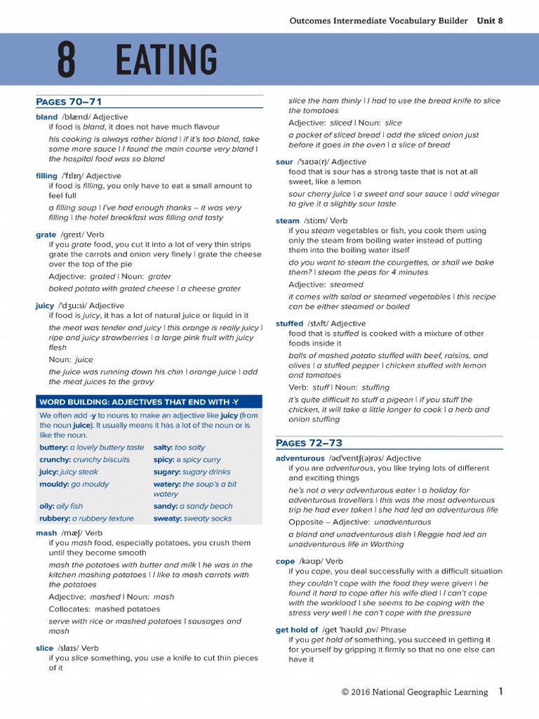 Outcomes Intermediate Vocab Builder Unit 8 | PDF