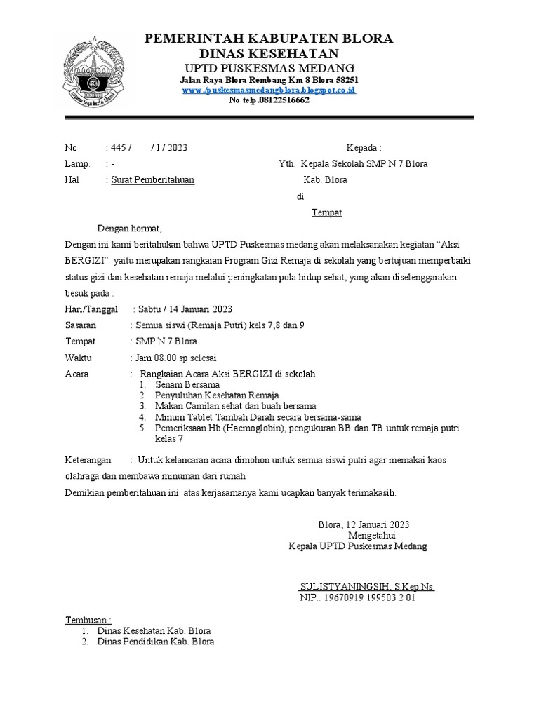 Konsep Surat Aksi Bergizi | PDF