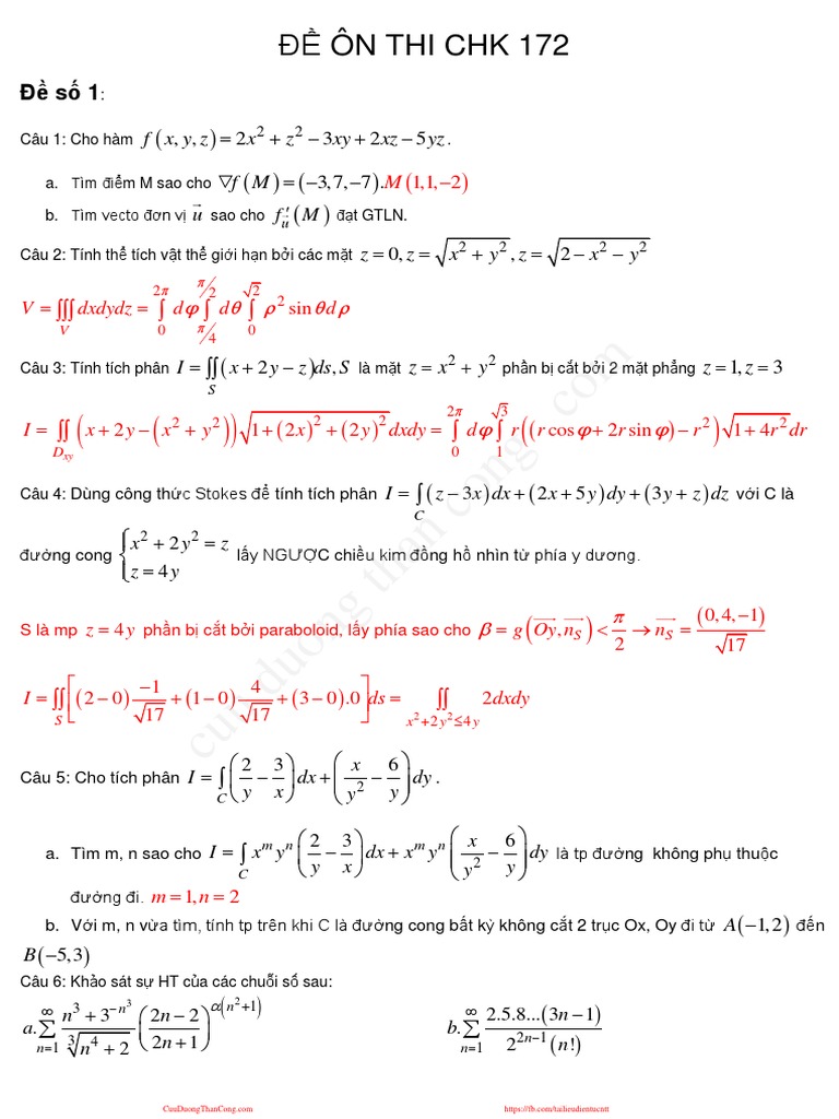 Isinhvien.com 127 Giai Tich 2 Tran Ngoc Diem de on Thi Chk 172 (1) | PDF