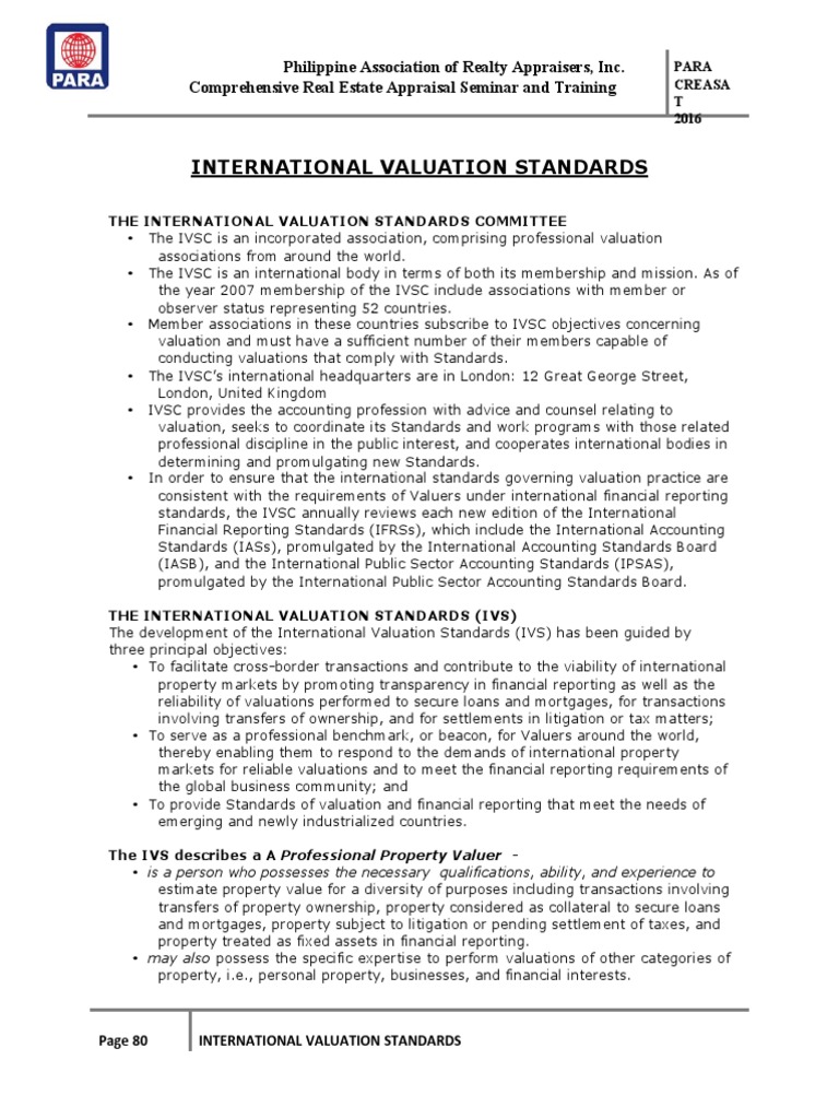 An Overview of International Valuation Standards and the Role of the ...