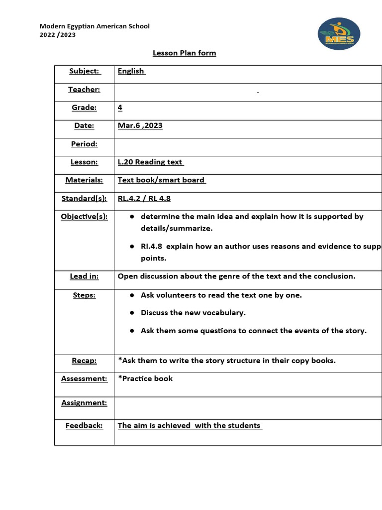 reading plan lesson 20 | PDF