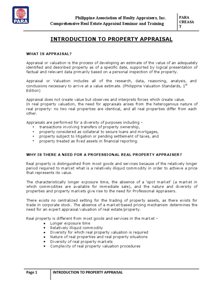Introduction to Property Appraisal | PDF