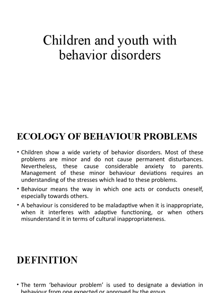 Children and Youth With Behavior Disorders | PDF