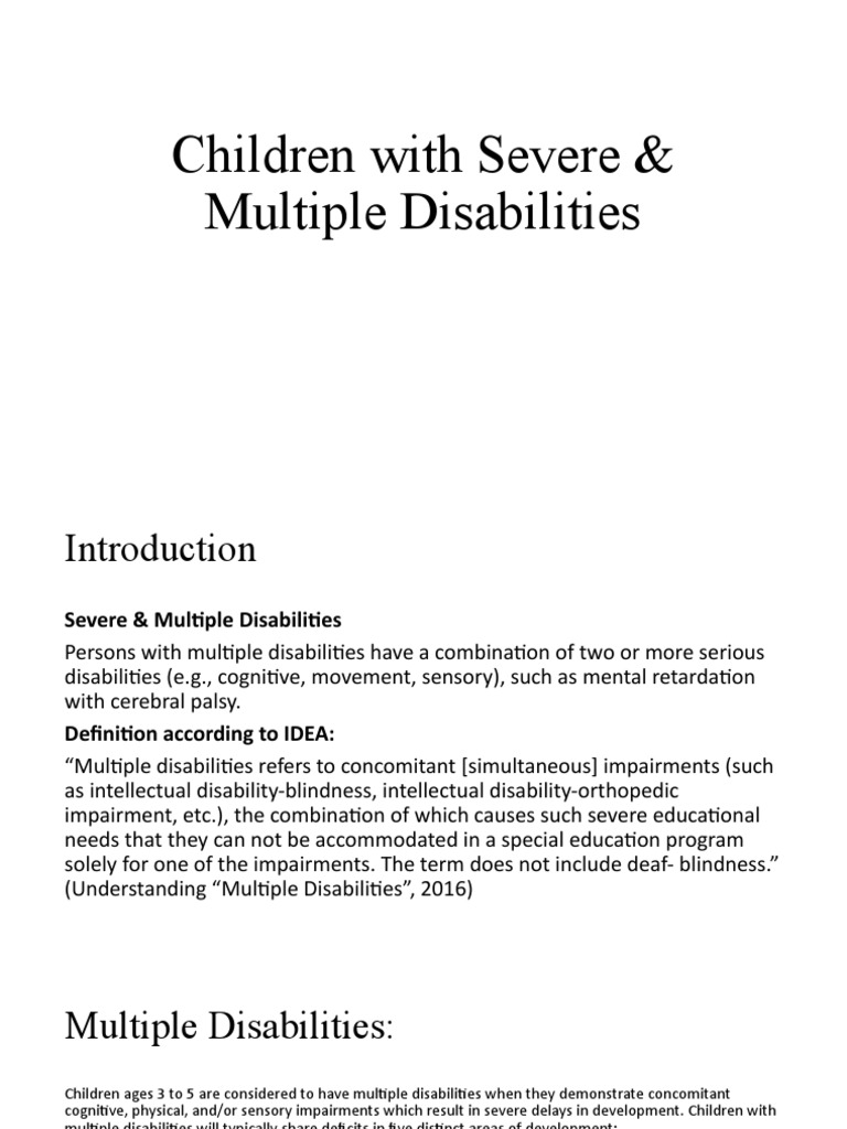 Children With Severe & Multiple Disabilities | PDF | Disability ...