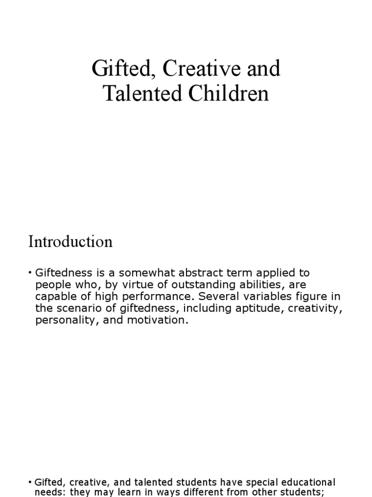 Children Who Are Gifted, Creative and Talented | PDF | Intellectual Giftedness | Gifted Education