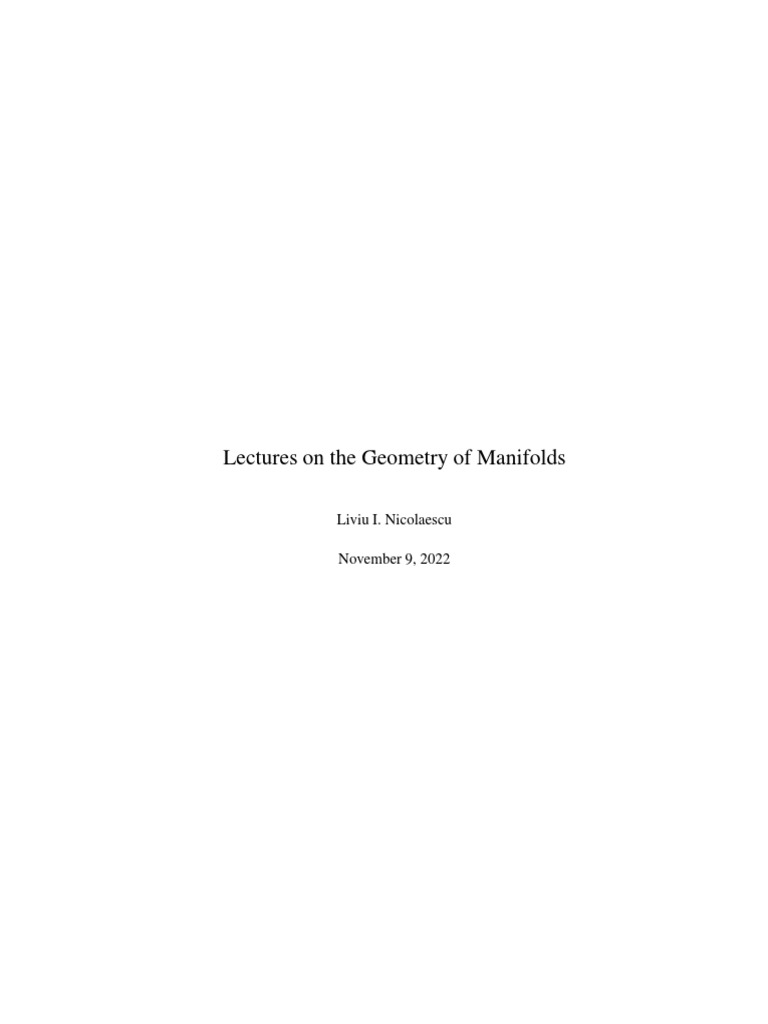 Lecture On The Geometry of Manifolds | PDF | Differential Geometry ...