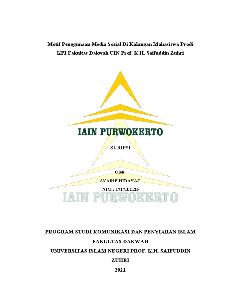 Syarif Hidayat - Motif Penggunaan Media Sosial Di Kalangan Mahasiswa ...
