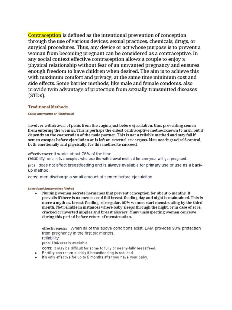 Different Methods Of Contraceptive Measures Used For Family Planning