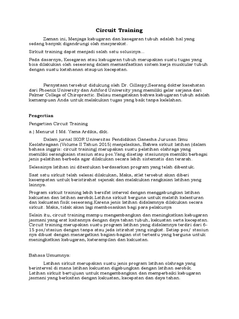 Circuit Training | PDF