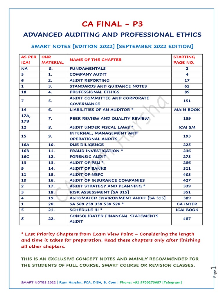 Smart Notes CA Final p3 Edition 2022 | PDF
