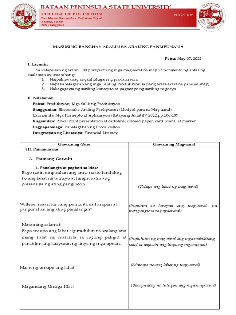 Lesson Plan- Economics | PDF