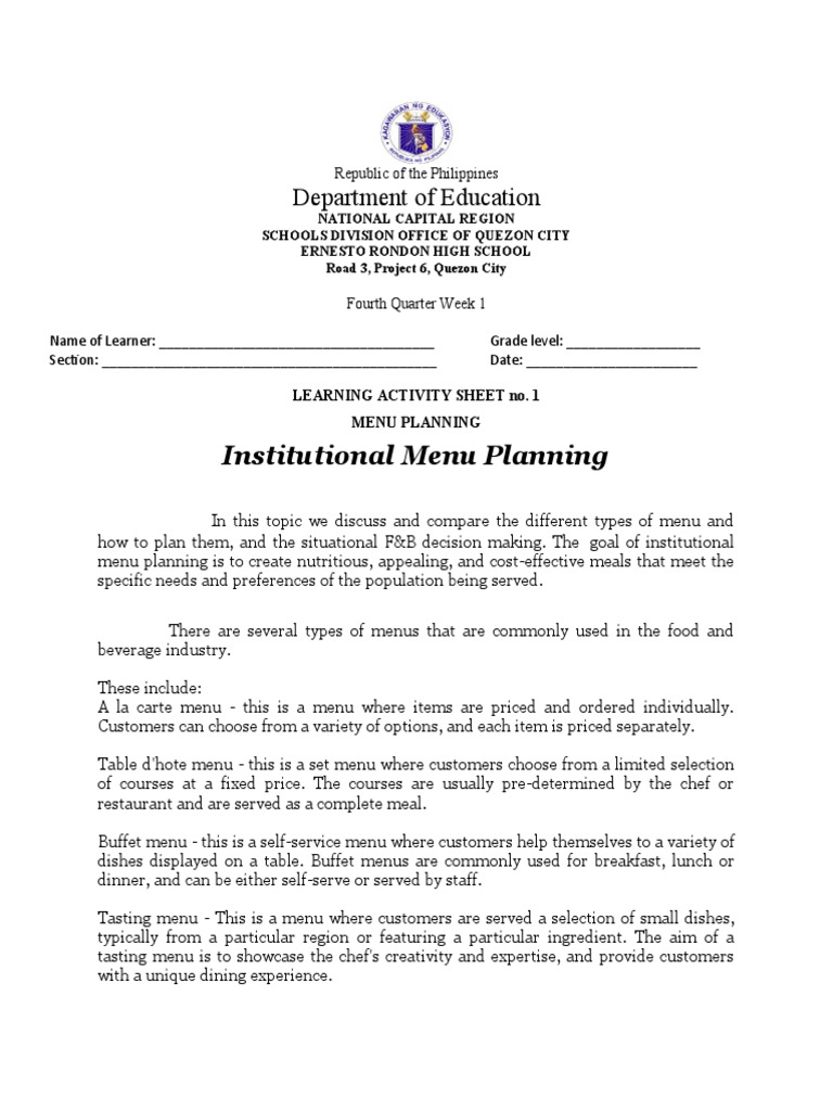 Learning Activity Week 1 | PDF