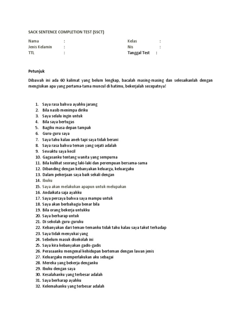 Tes SSCT (Edit) | PDF