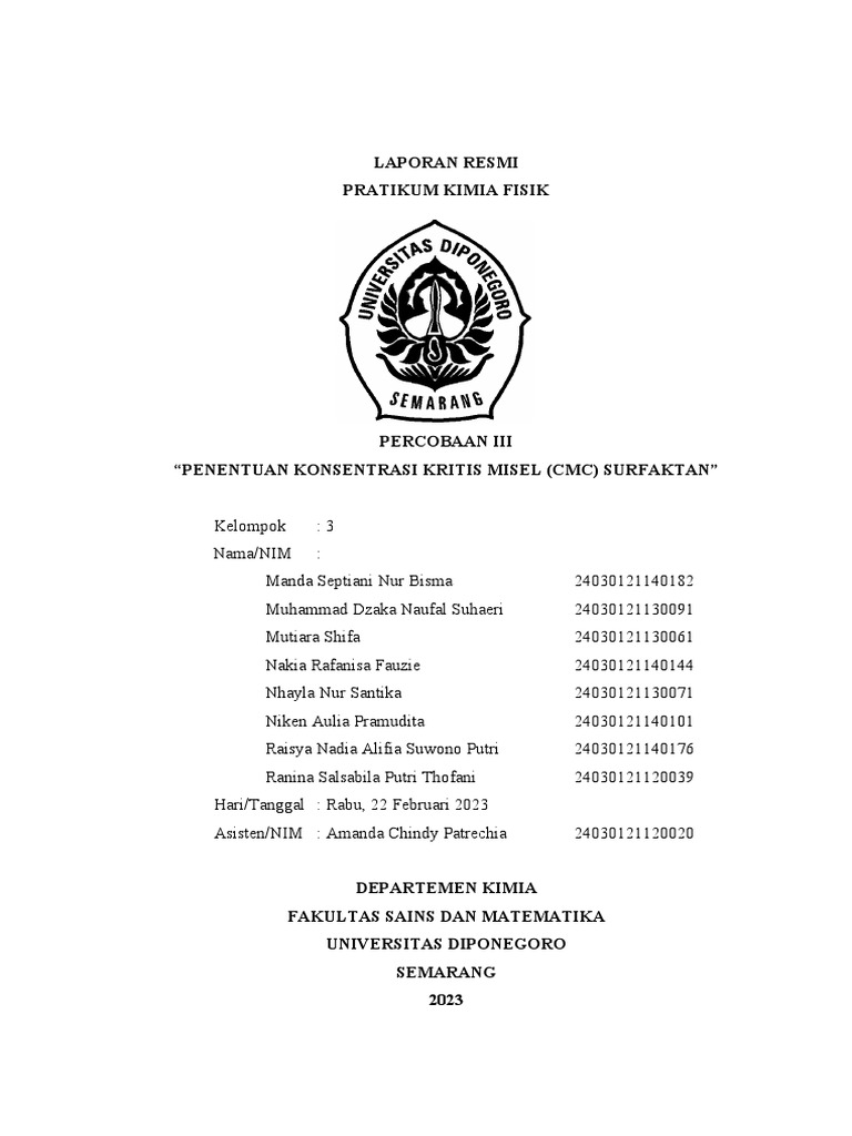 LAPORAN P3 PKF - Mutiara Shifa - 24030121130061 - Kelompok 3 | PDF